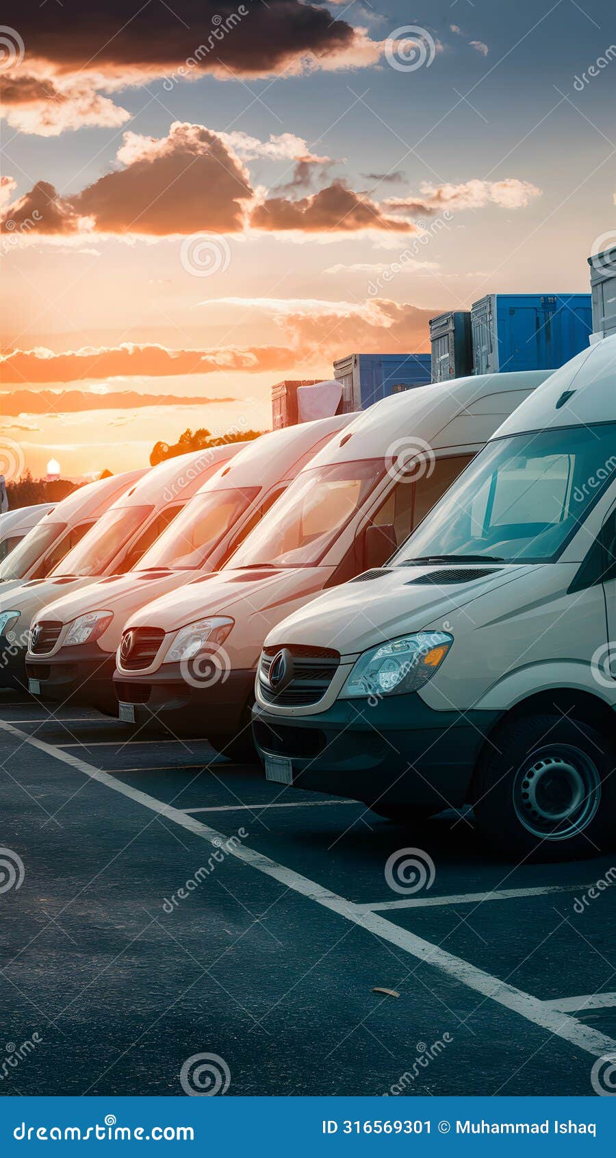 Row of Delivery Vans Signifies Efficient Freight Transportation Network ...