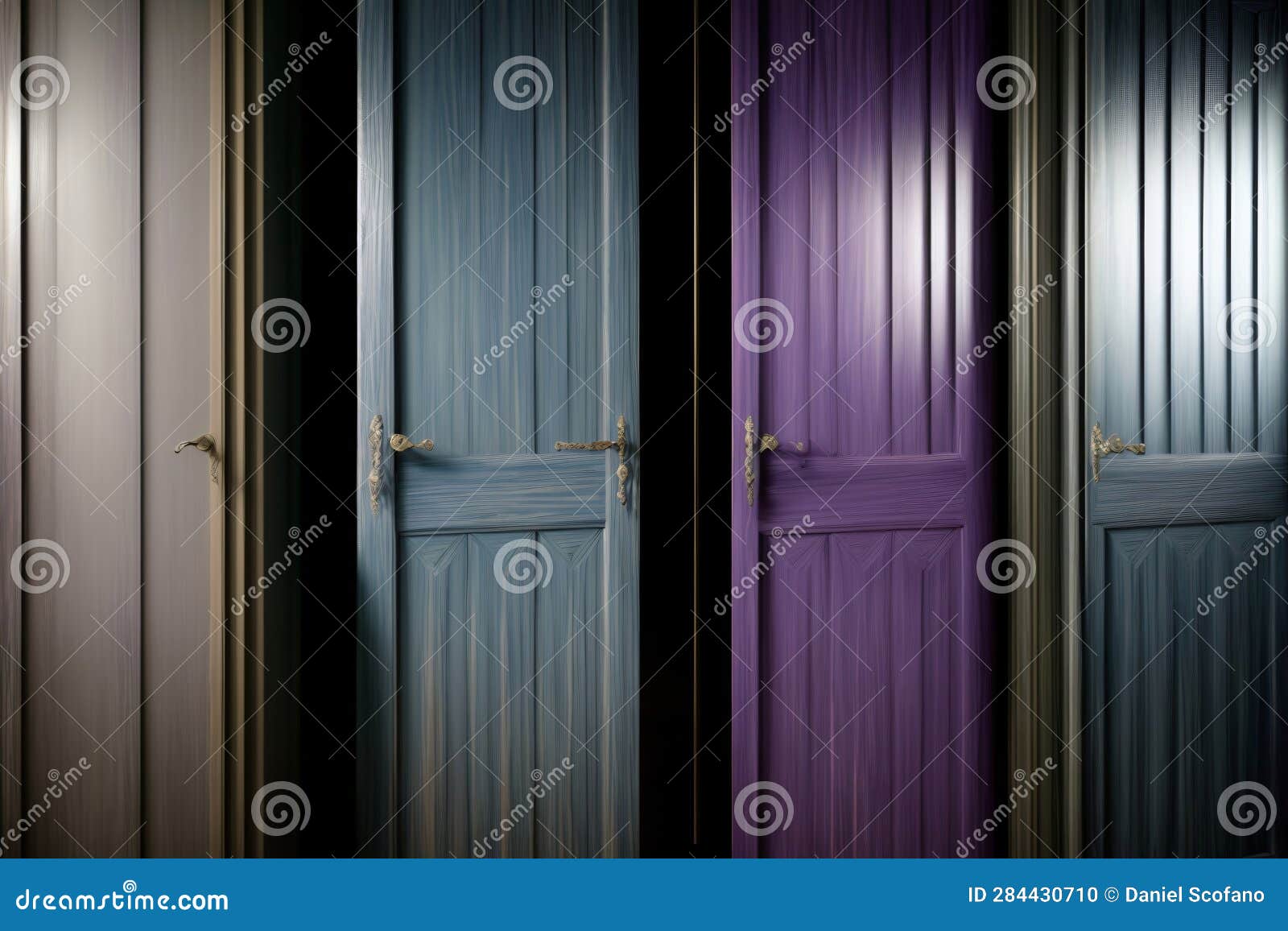 A Row of Different Colored Doors in a Room. Generative AI Stock ...