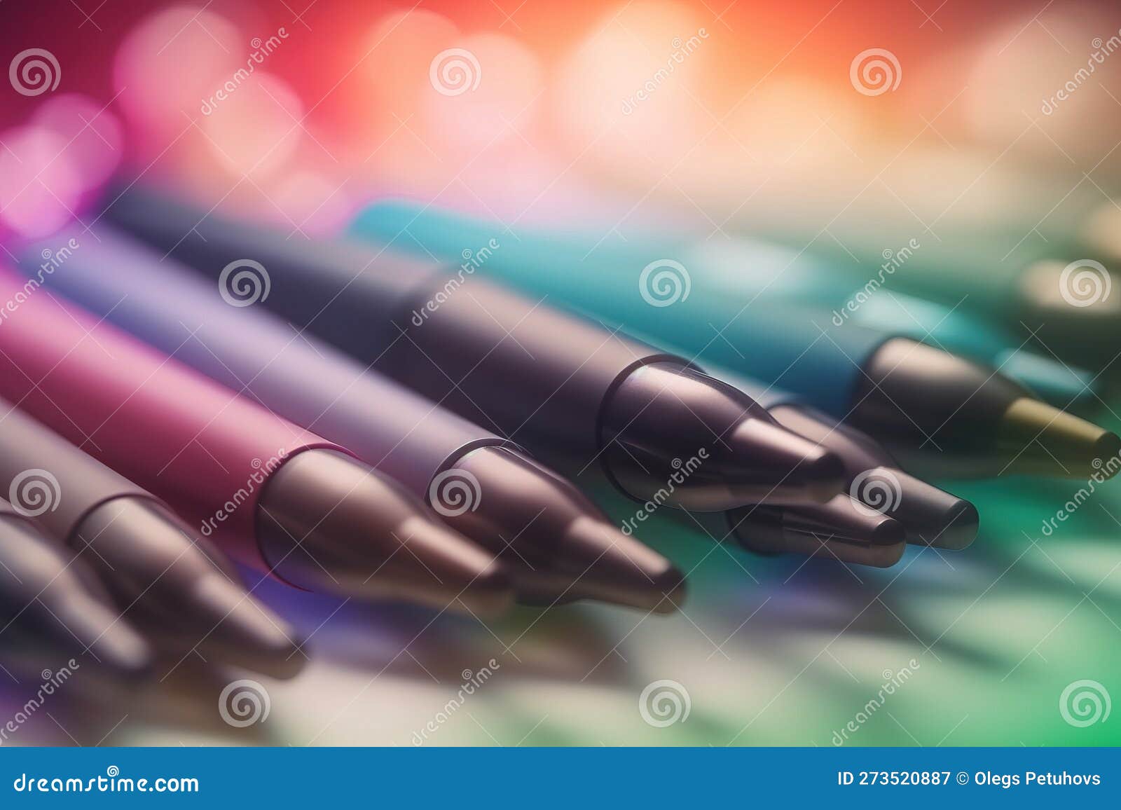 A Row of Different Colored Pens Lined Up in a Row Stock Illustration ...