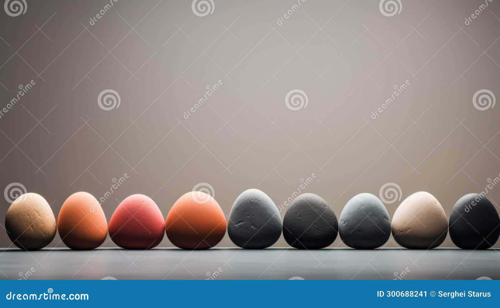 A Row of Different Colored Rocks Lined Up in a Line, AI Stock ...