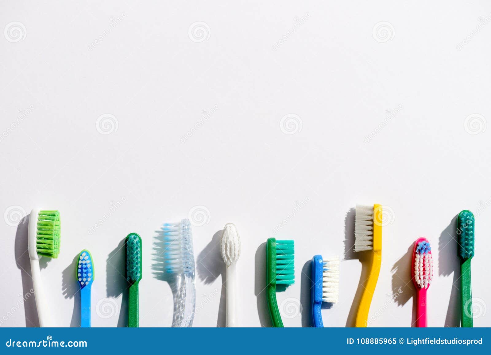 Row of Different Toothbrushes Stock Image - Image of medical, health ...