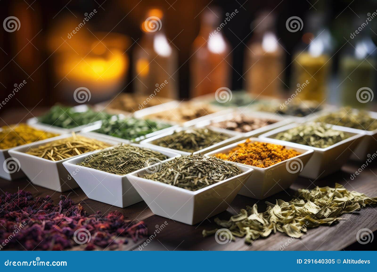 A Row of Different Types of Herbal Tea Packets Stock Image - Image of ...
