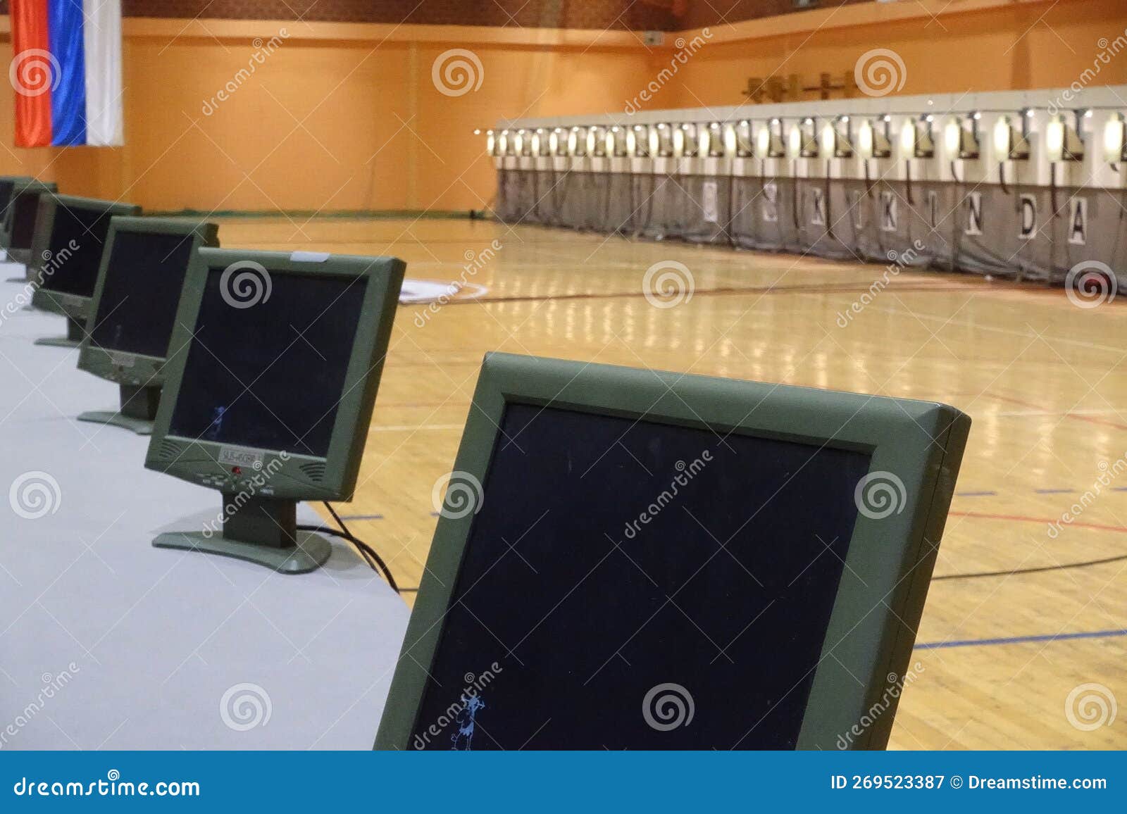 Row of Display Screens at a Shooting Range Stock Image - Image of ...