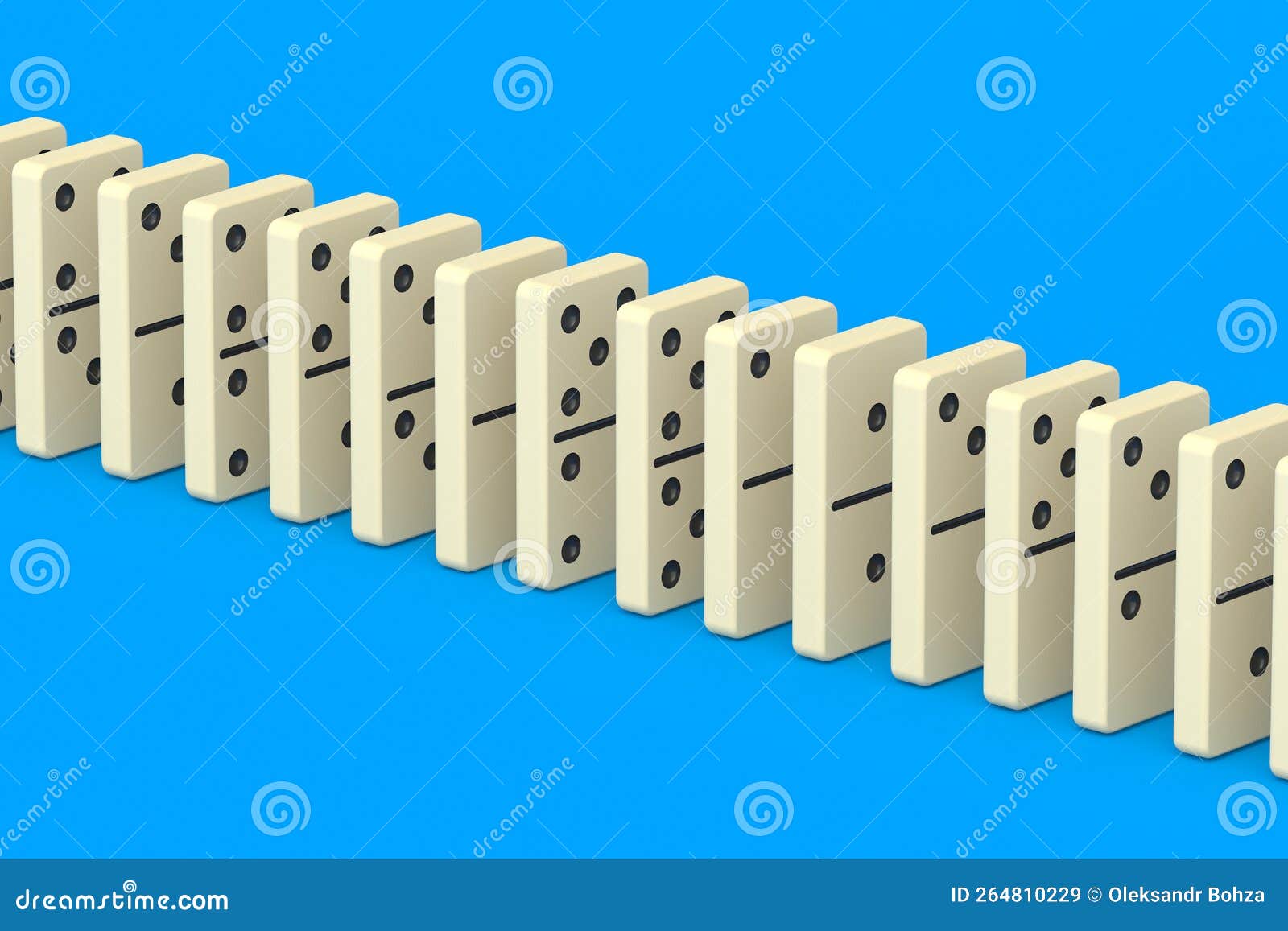 Row of Domino on Blue Background. Board Game Stock Illustration ...