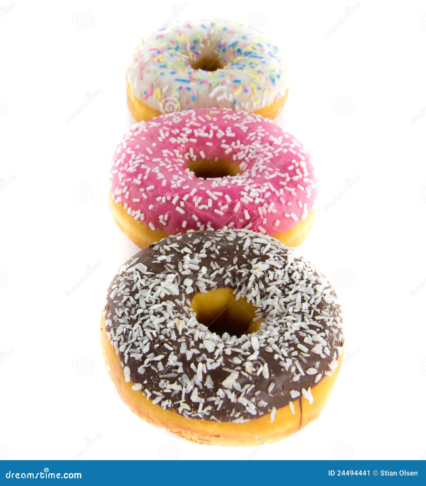 Row of donuts stock image. Image of fried, frosting, isolated - 24494441