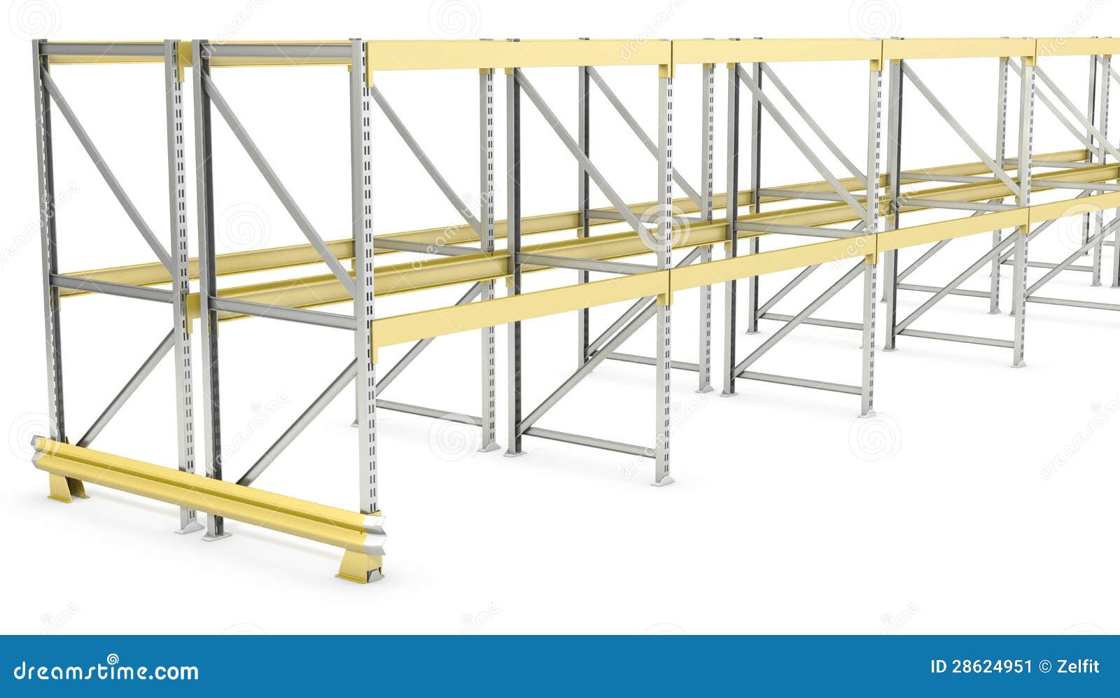 Row of Double Sided Pallet Racks Stock Illustration - Illustration of ...