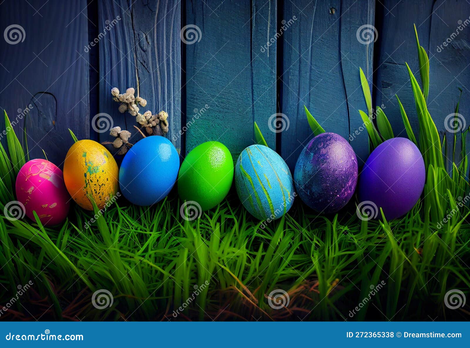 Row of Easter Eggs in Fresh Green Grass, AI Generated Stock ...