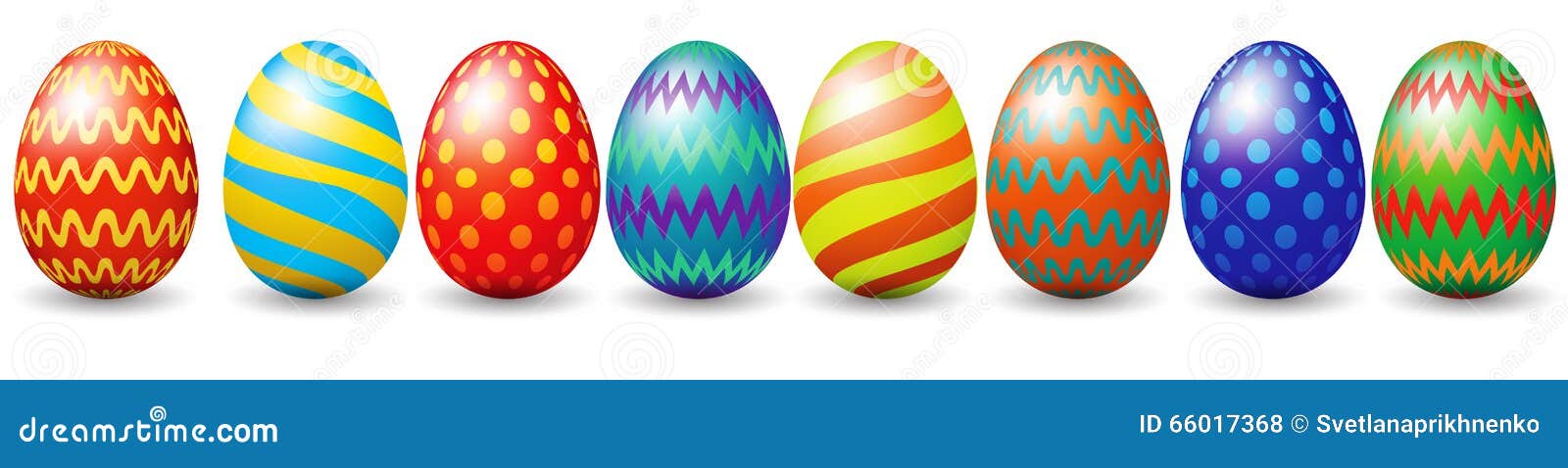 Row of easter eggs stock vector. Illustration of blue - 66017368