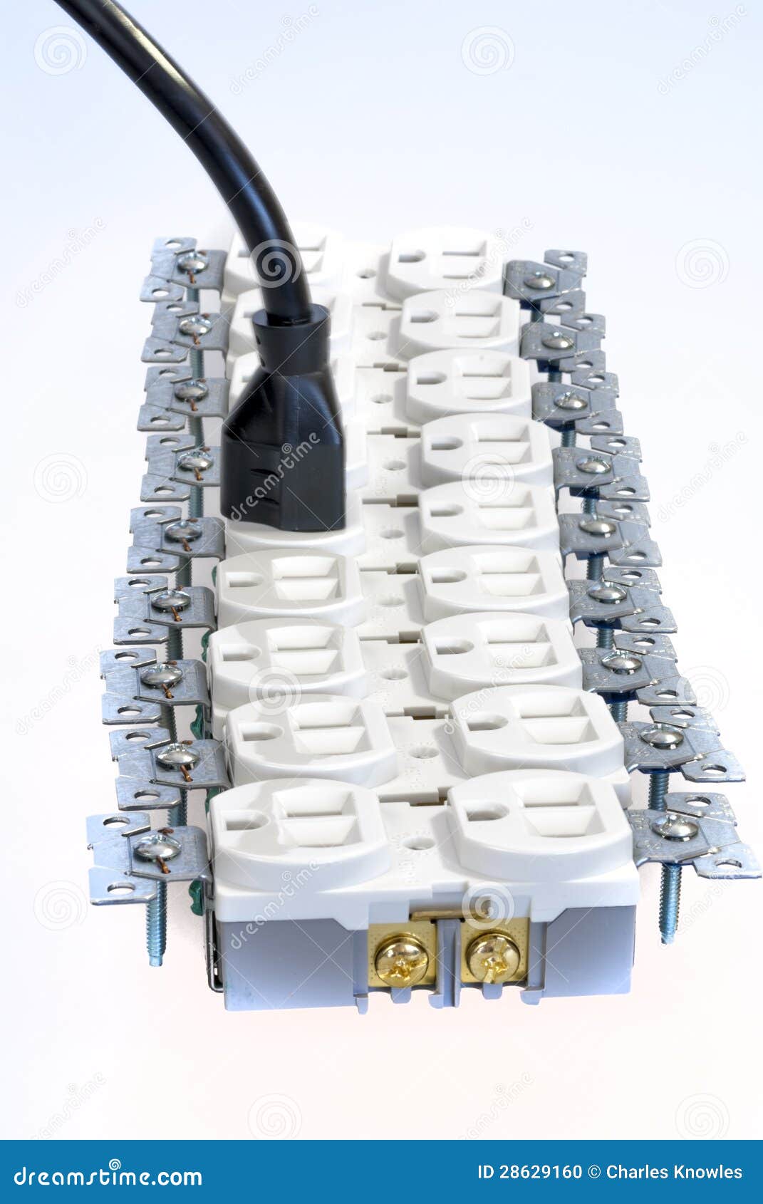 Row of Electrical Plugs and Power Cord Stock Photo - Image of wire ...
