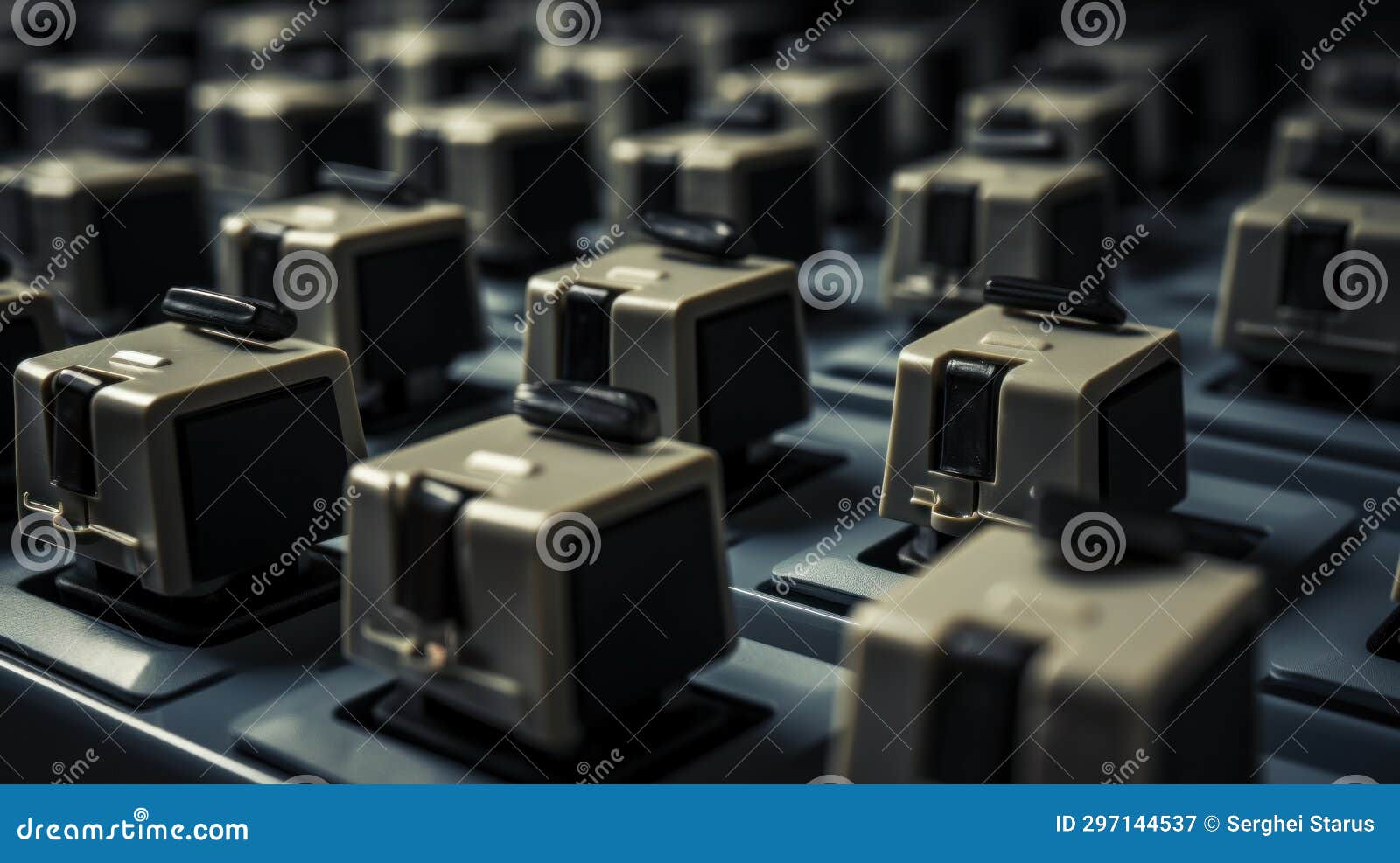 A Row of Electronic Devices that are on a Table, AI Stock Image - Image ...