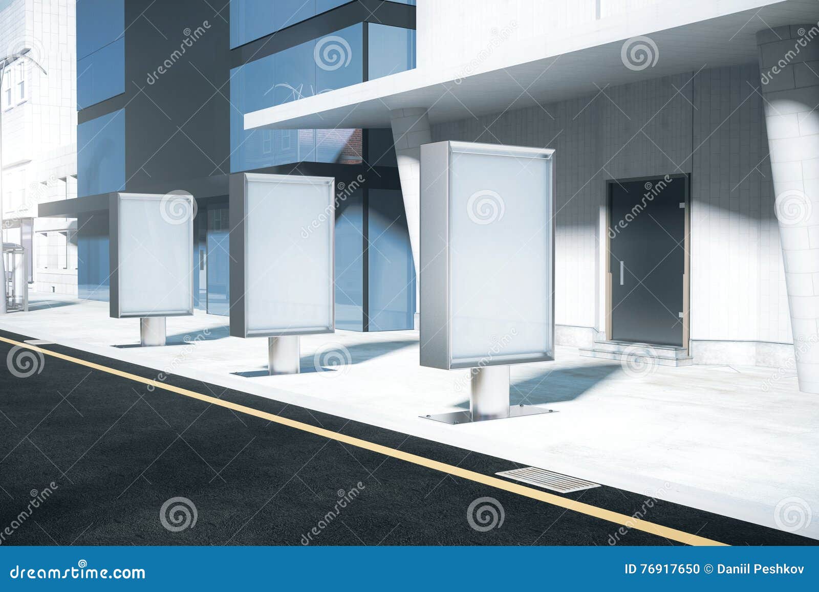 Row of empty ad posters stock illustration. Illustration of mock - 76917650