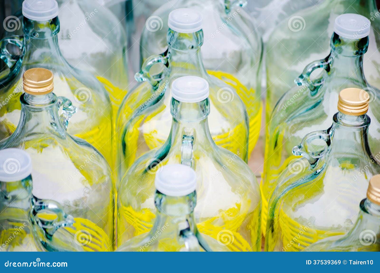 Row of Empty Big Glass Bottles Stock Image - Image of laboratory ...