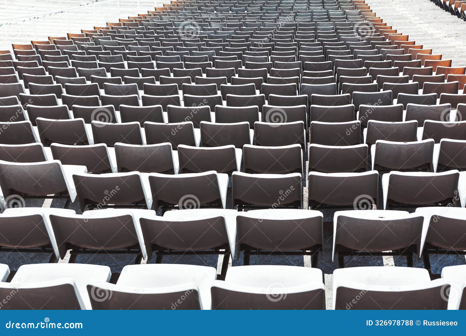 Row of Empty Chairs in a Stadium Stock Photo - Image of perspective ...