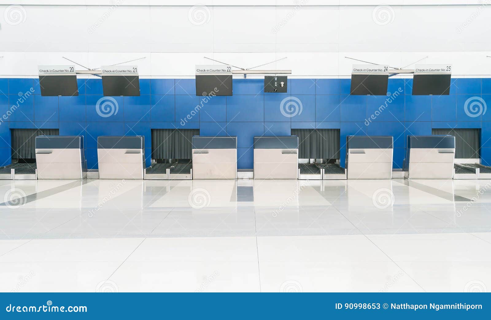Row empty check-in desks stock image. Image of boundary - 90998653