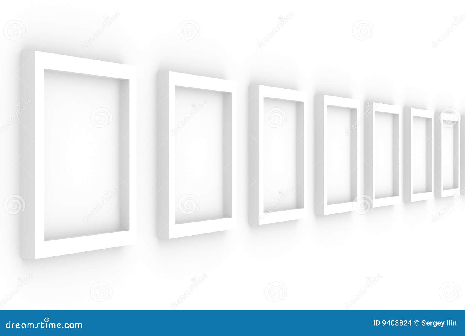 Row Empty Frames on White Background Stock Illustration - Illustration ...