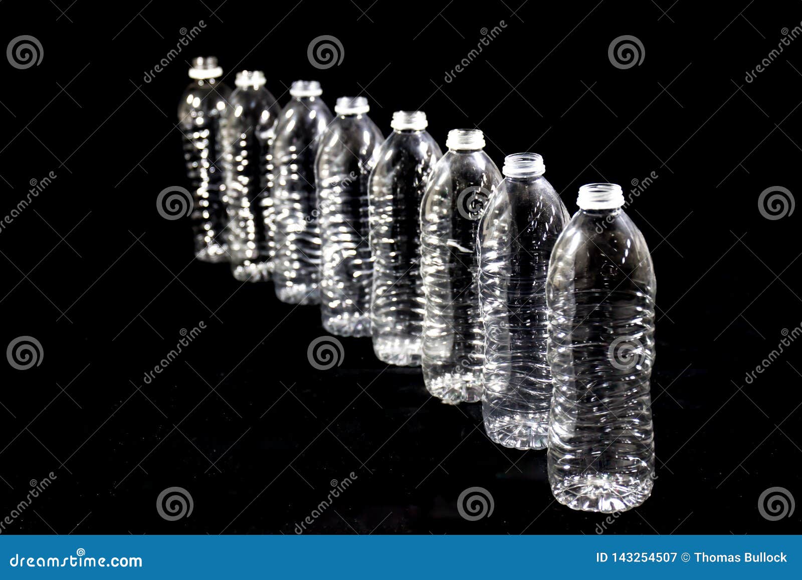 Row of Empty Plastic Water Bottles Stock Image - Image of fade ...