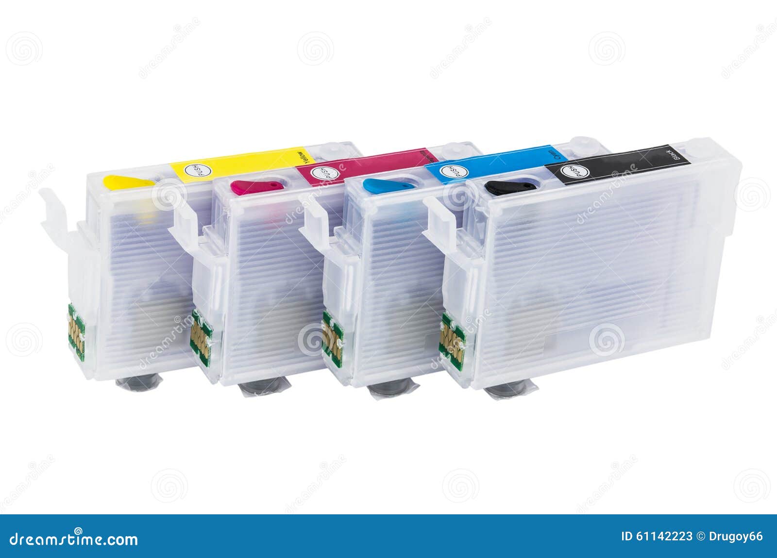 Row of Empty Refillable Cartridges for Colour Inkjet Printer Stock ...