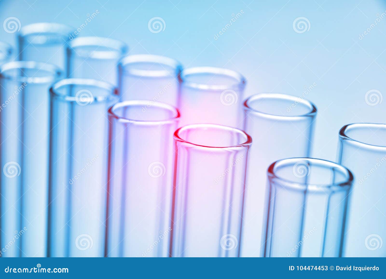 Row of Empty Test Tubes Blue Background Stock Image - Image of ...