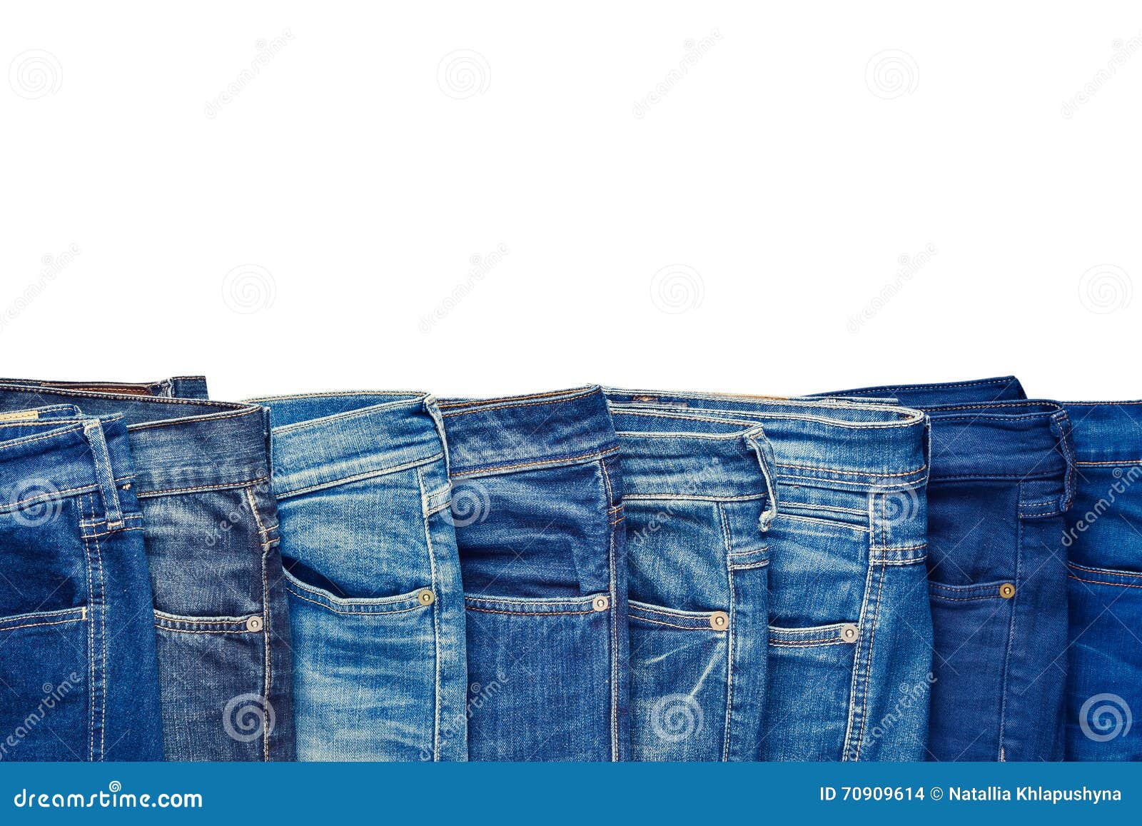 Set Of Different Jeans Pocket Isolated On White Background. Blue Jeans ...