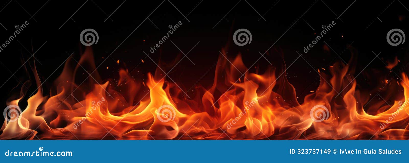 Row Fire Flames on the Bottom on Black Background Stock Illustration ...