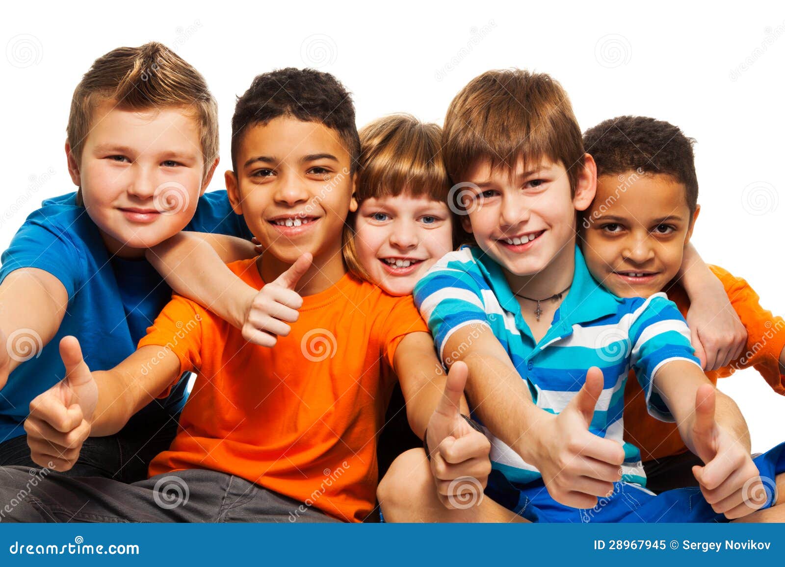 A row of five happy kids stock image. Image of looking - 28967945