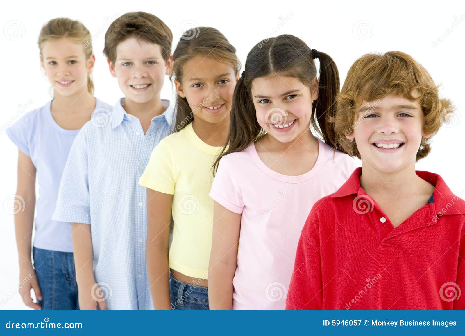 Row of Five Young Friends Smiling Stock Image - Image of smiling ...