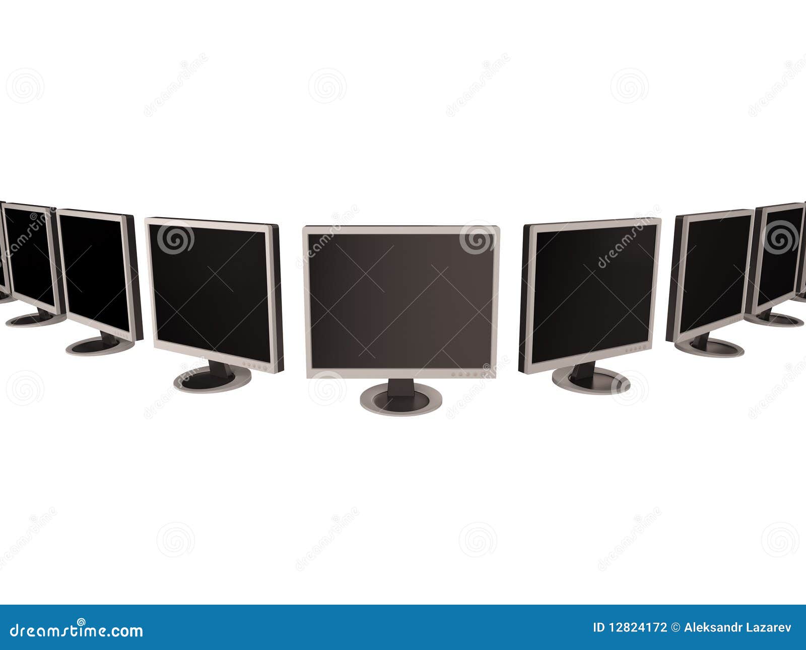 Row of Flat Screen Monitors Stock Illustration - Illustration of ...