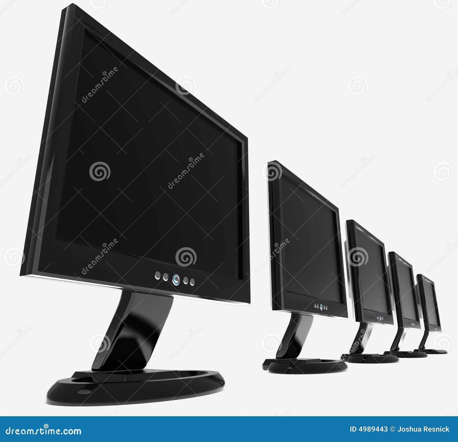 Row of Flat Screen Monitors Stock Illustration - Illustration of tech ...