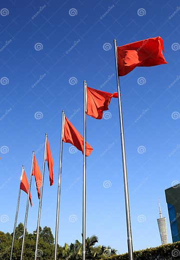 Flying red flags flag stock image. Image of outdoor, pole - 48068785