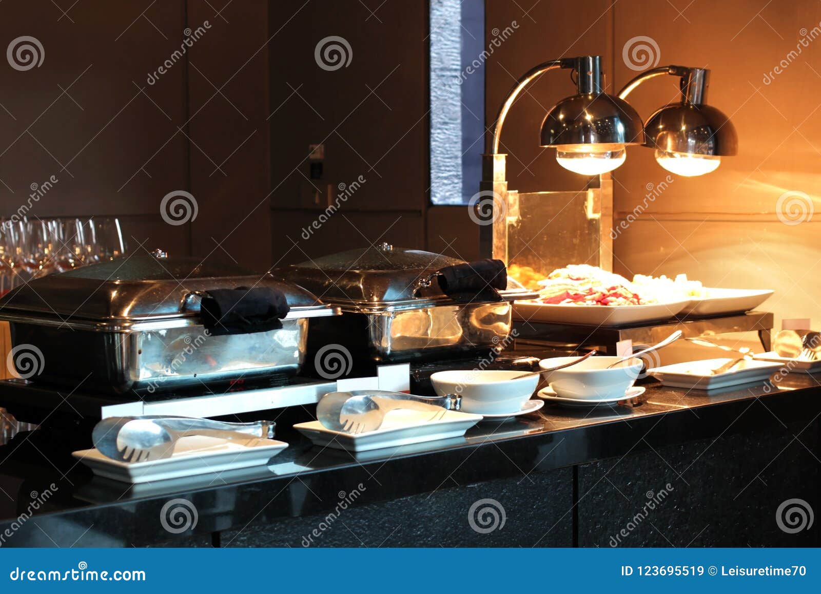 Food Service Steam Pans on Buffet Table Stock Image - Image of service ...