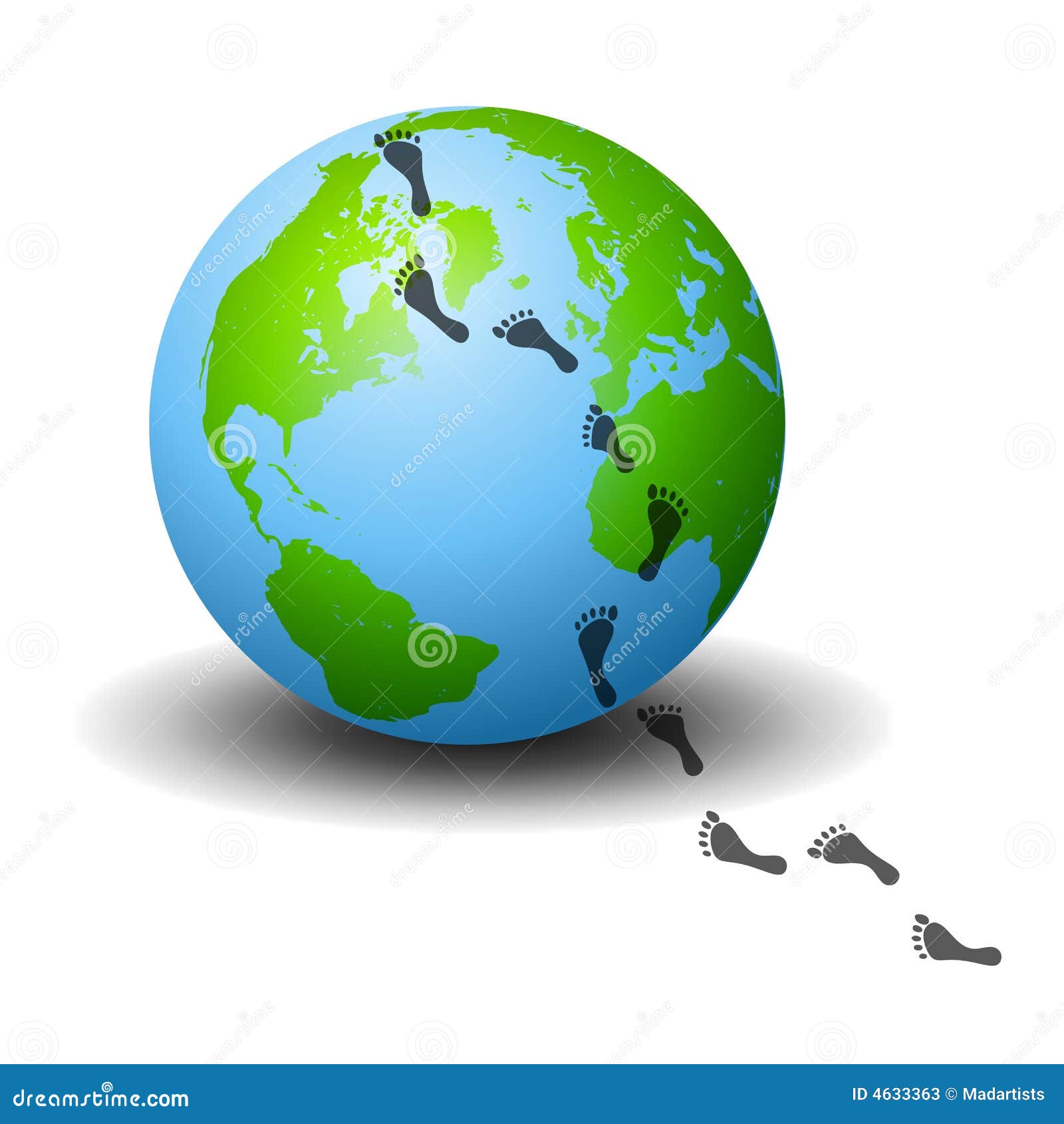Globe With Footprints Cartoon Vector | CartoonDealer.com #41593043