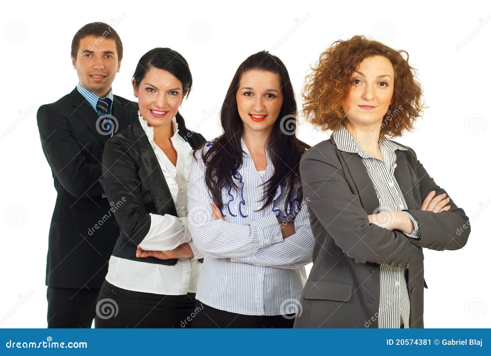 Row of Four Business People Stock Image - Image of partnership, folded ...