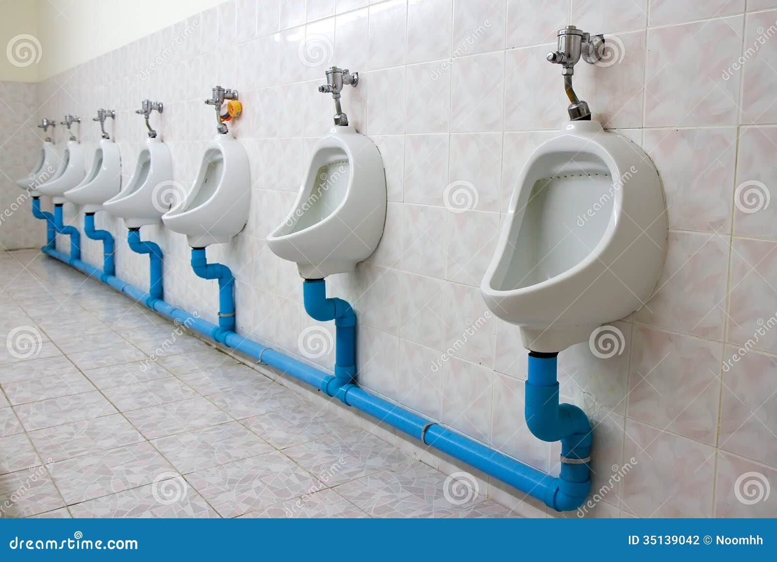 Urinal Man Four Clean Toilets In Public Toilets. Stock Image ...