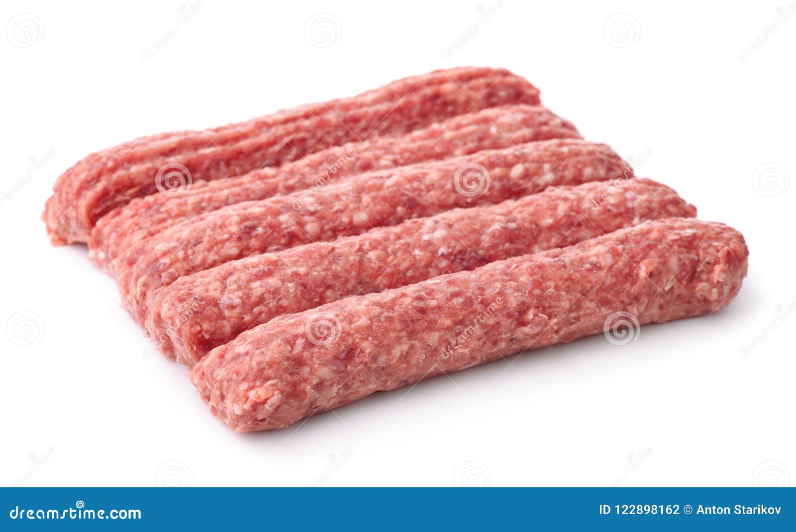 Row of Fresh Raw Beef Kebabs Stock Photo - Image of isolated, minced ...