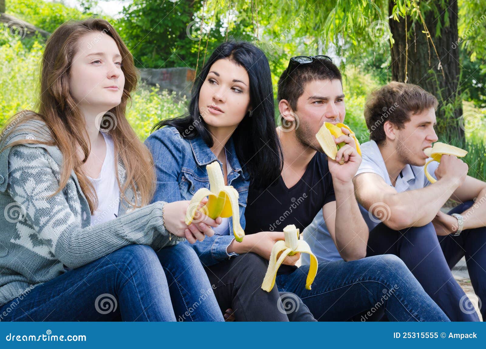 Row of Friends Sitting Together Stock Image - Image of people, mature ...