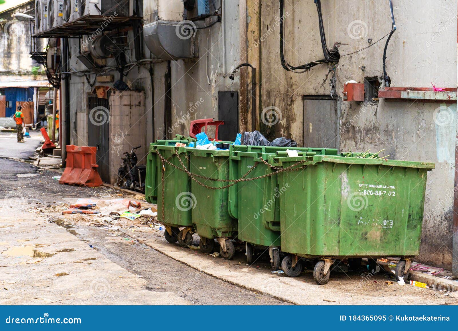 A Row of Garbage Cans in the Corner. Desert Dirty Lane Editorial Image ...