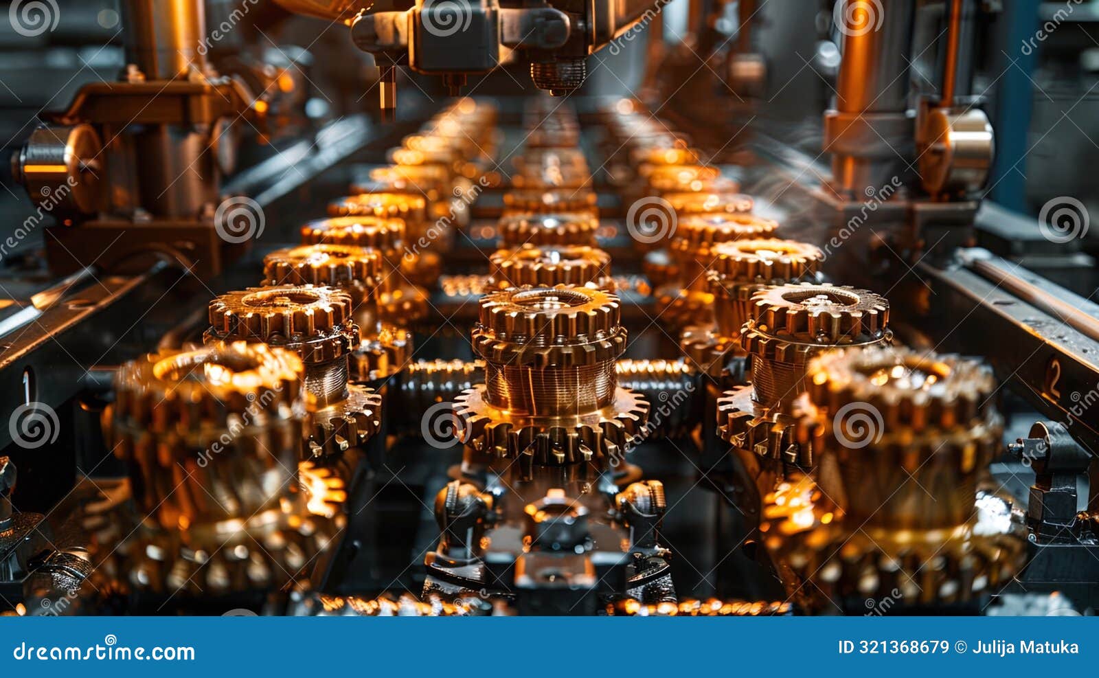 A Row of Gears are Being Made in a Factory Stock Image - Image of ...