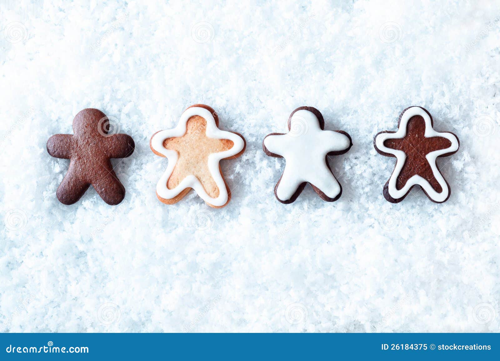 Row of Gingerbread Men in Snow Stock Image - Image of decoration ...
