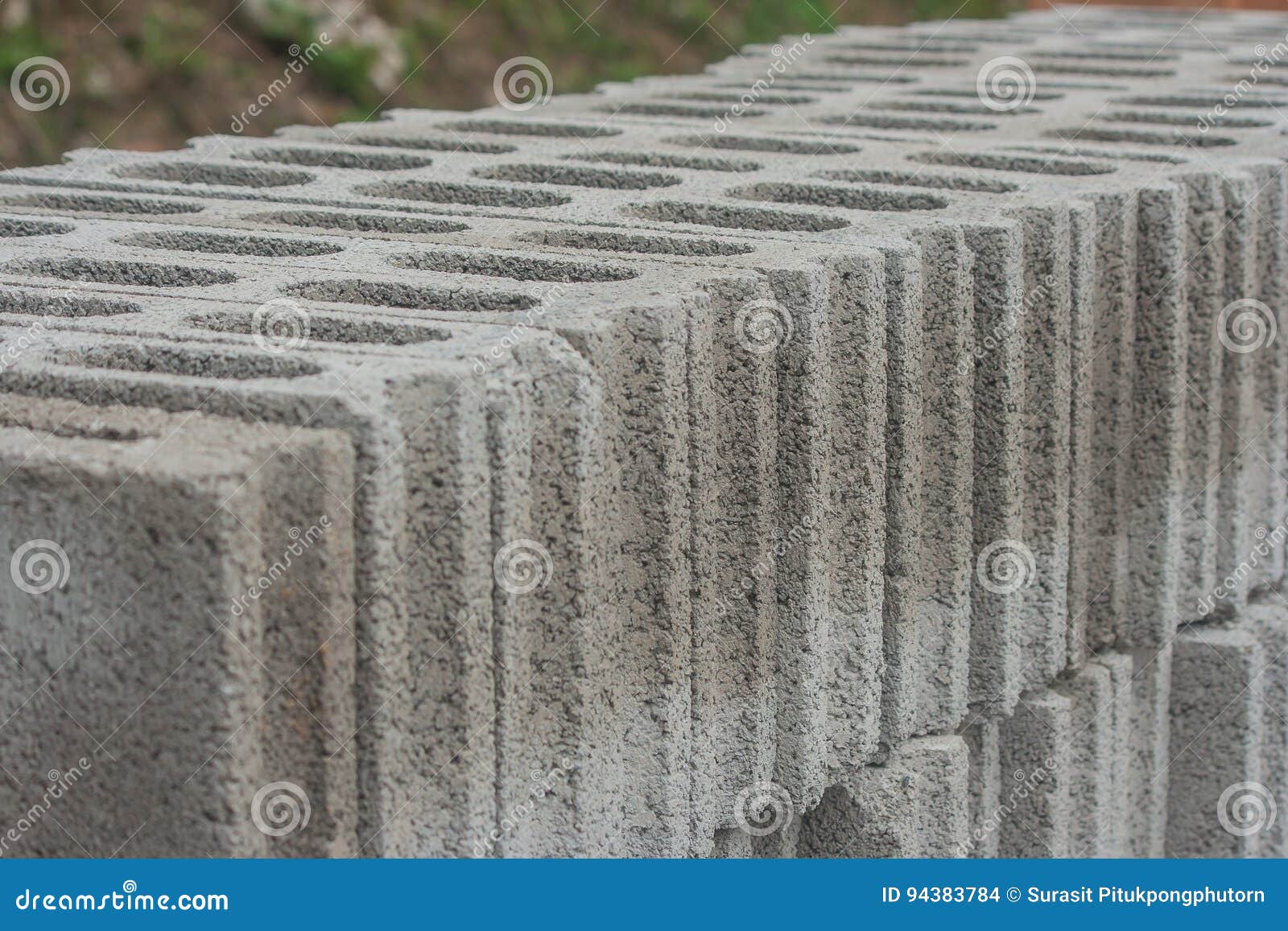 Row of Gray Concrete Blocks on Ground. Stock Photo - Image of ground ...