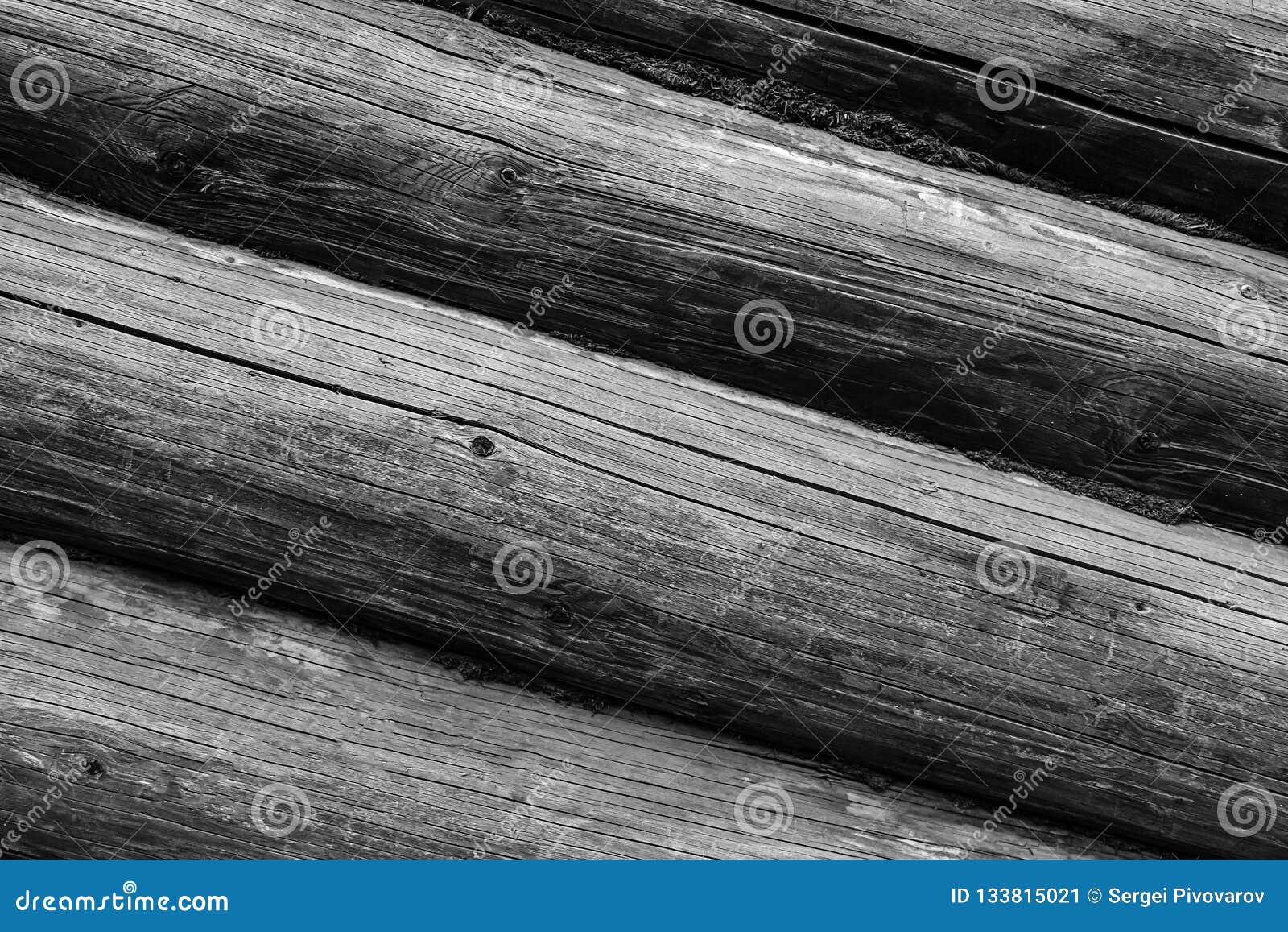 Row of Gray Round Logs Horizontal Weathering Surface Cracked Old Rustic ...
