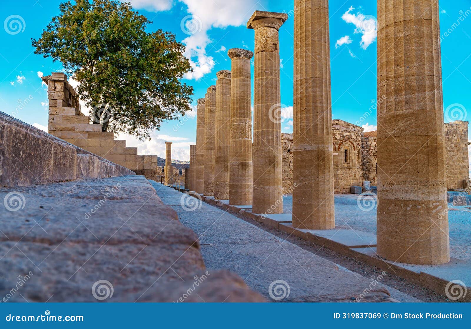 Row of Greek Hellenistic Stoa Stock Image - Image of column, building ...