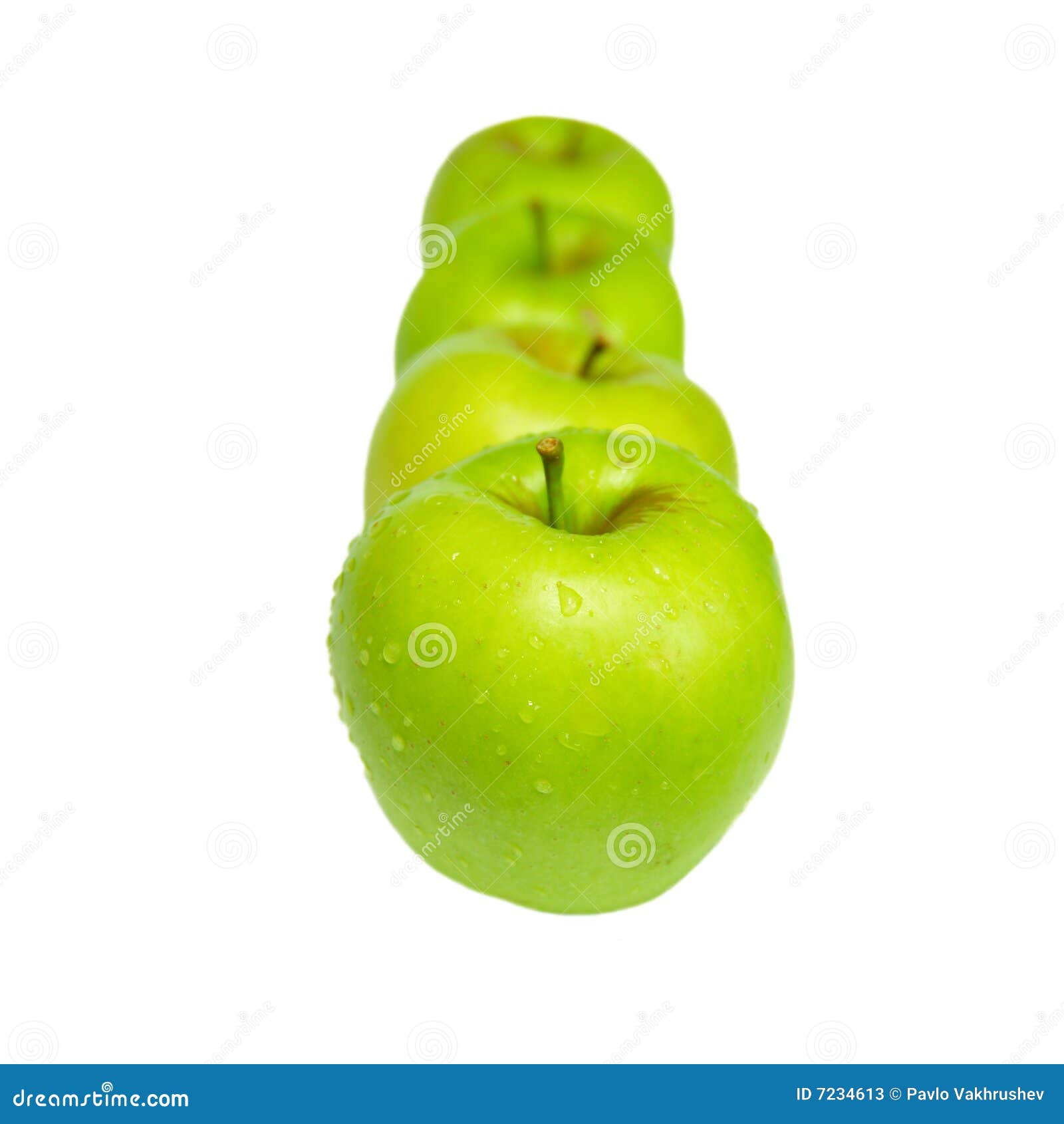 Row of green apples. stock image. Image of dessert, group - 7234613