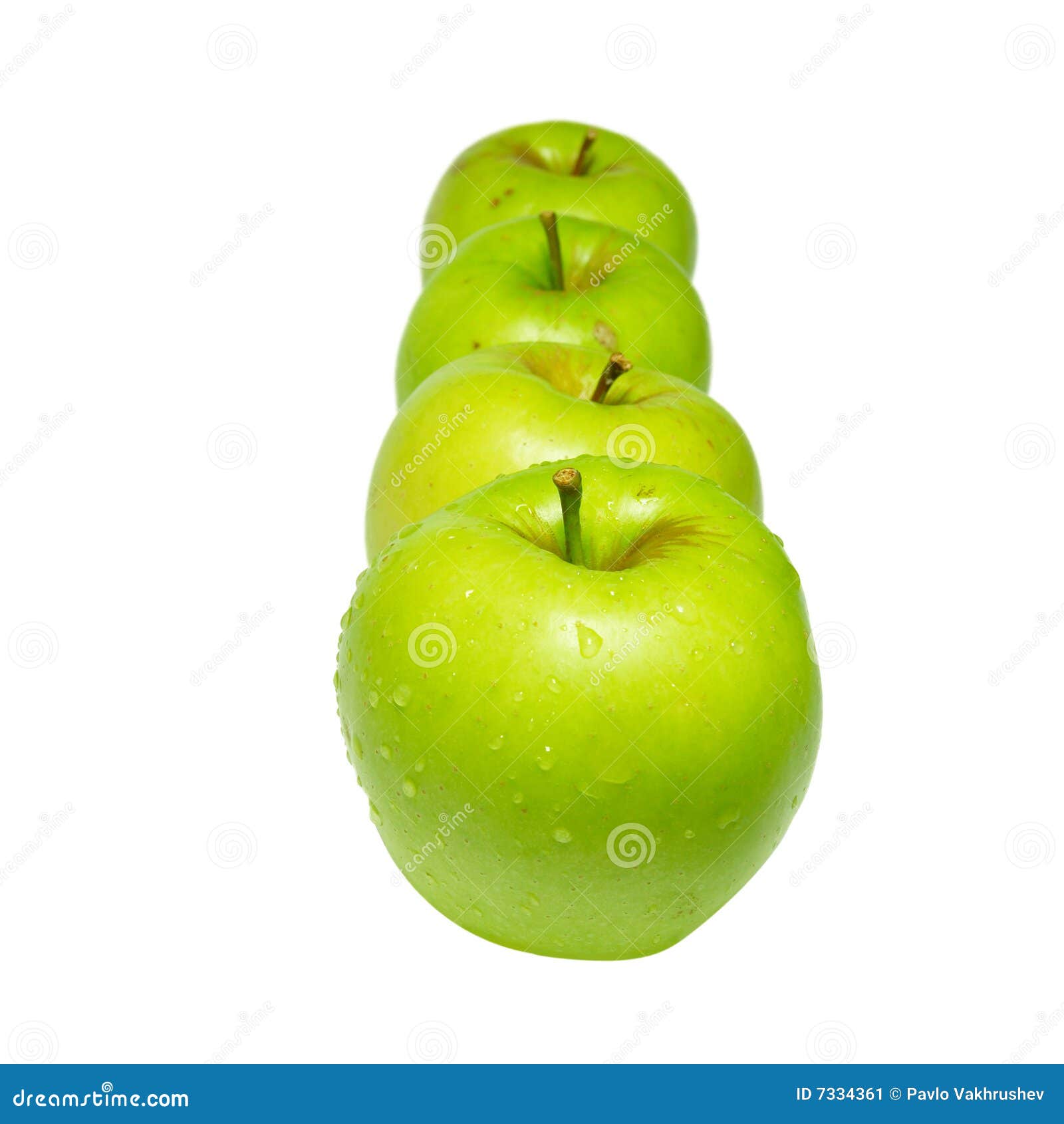 Row of green apples stock image. Image of nature, delicious - 7334361