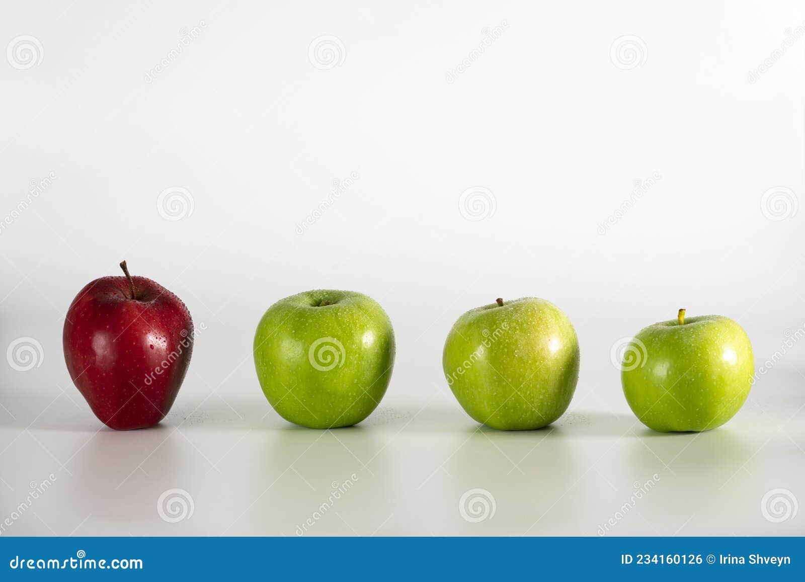 Several Multi-colored Apples in a Row Stock Photo - Image of fruit ...