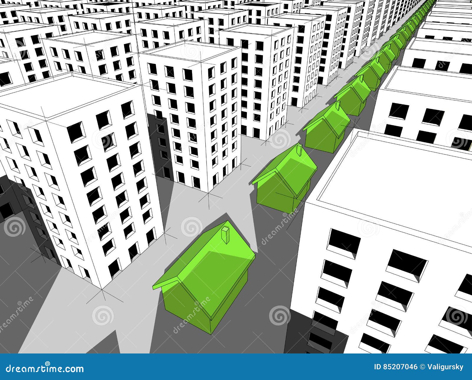 Blocks Of Flats City Sketch Cartoon Vector | CartoonDealer.com #193619877