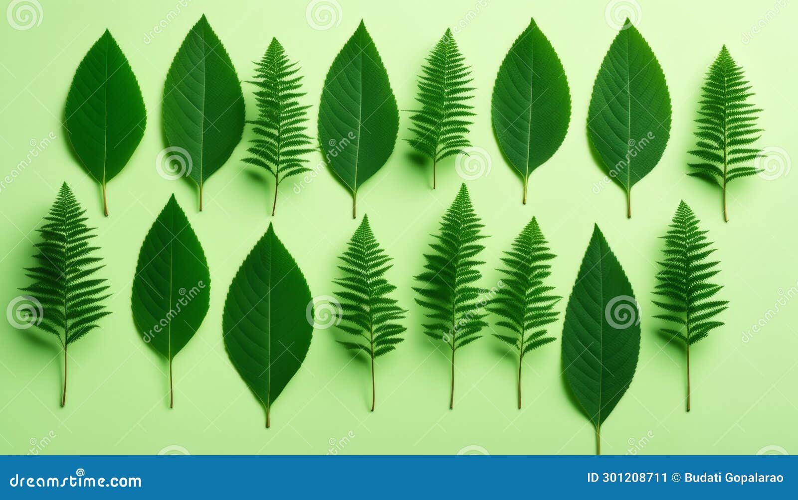 A Row of Green Leaves on a White Background Stock Illustration ...