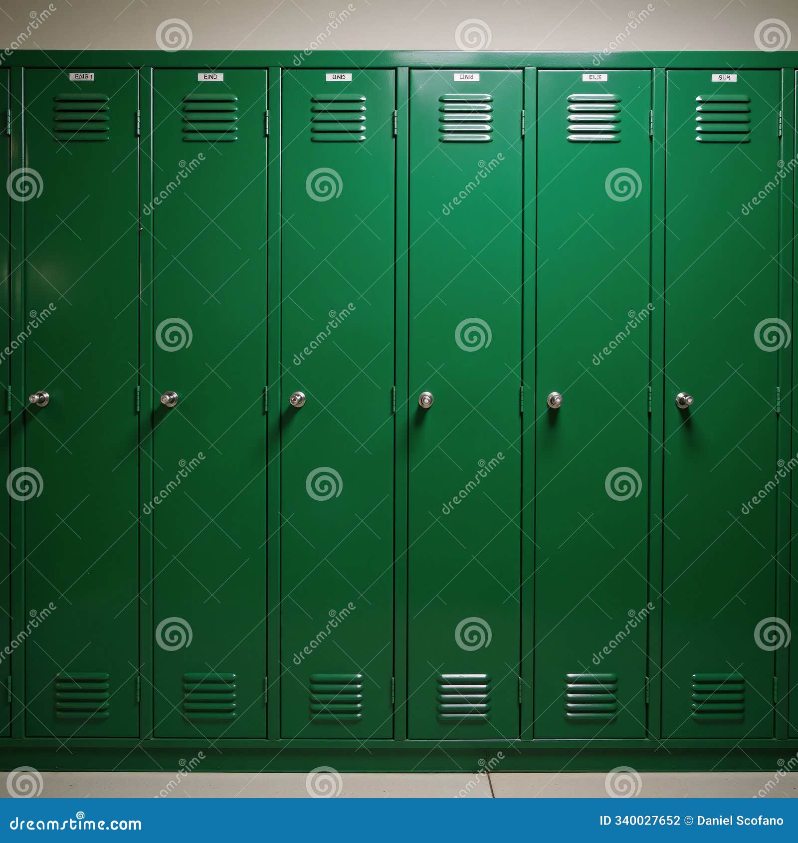 A Row of Green Lockers with Closed Doors School Setting Stock ...