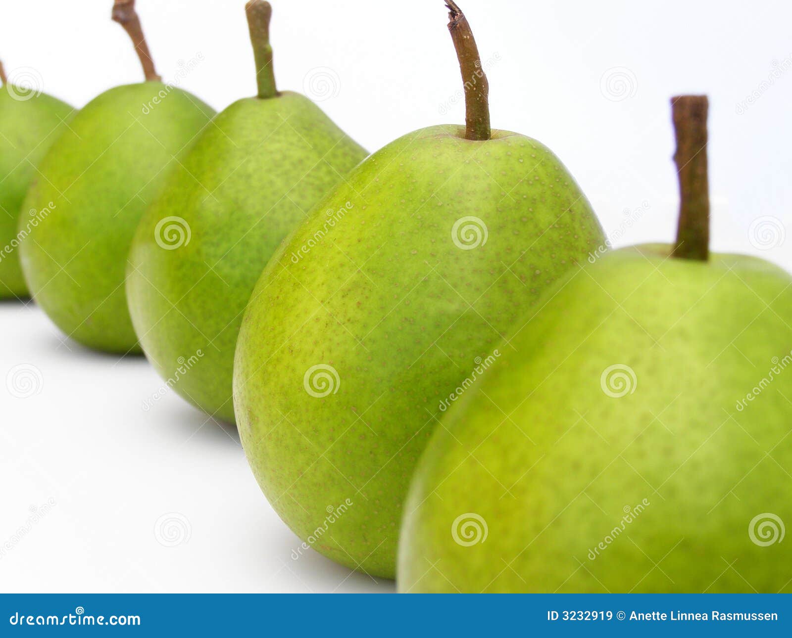 Row of green pears stock image. Image of outdoor, close - 3232919
