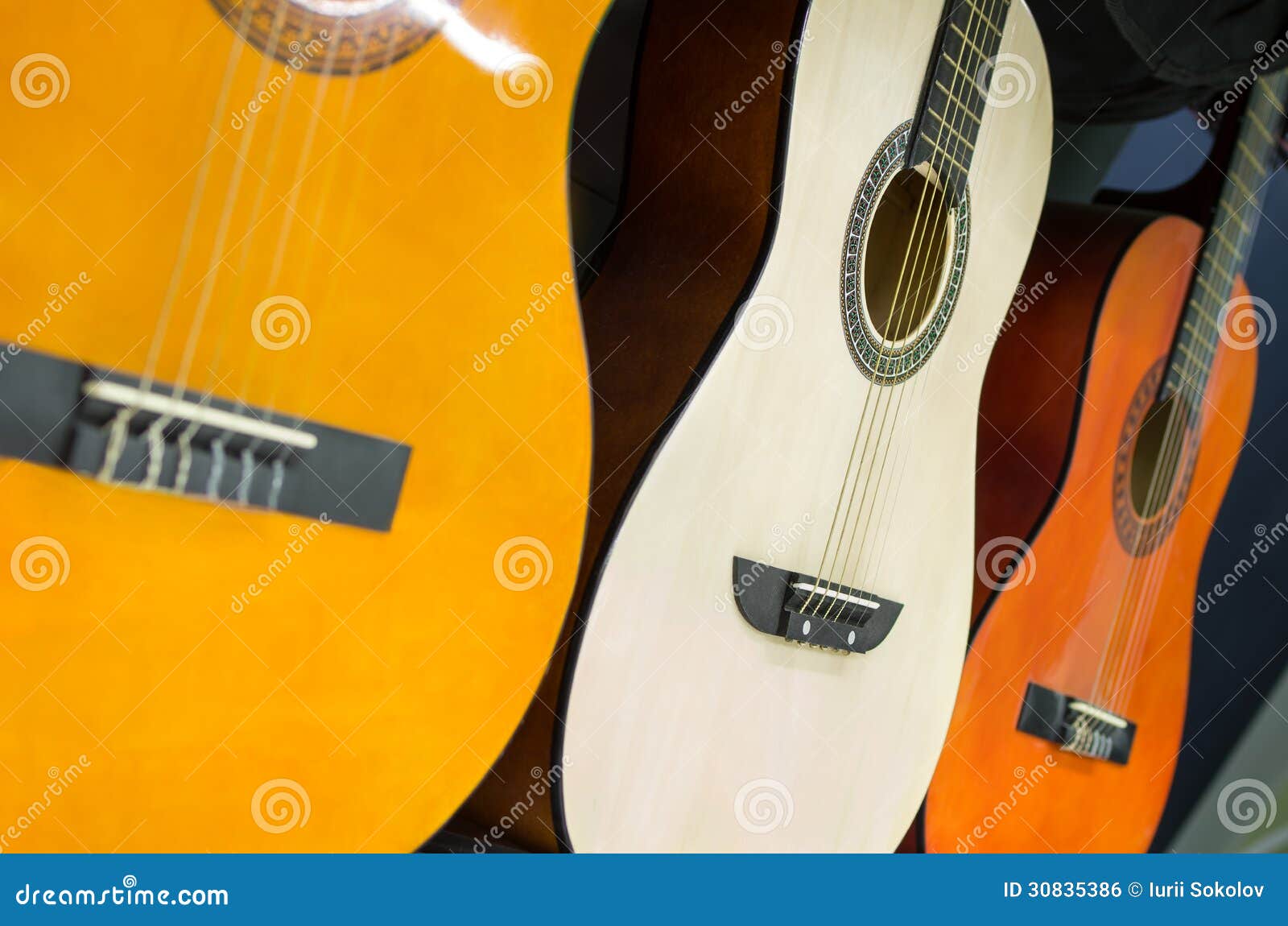 Row of Guitars in Musical Store Stock Photo - Image of fretboard, jazz ...