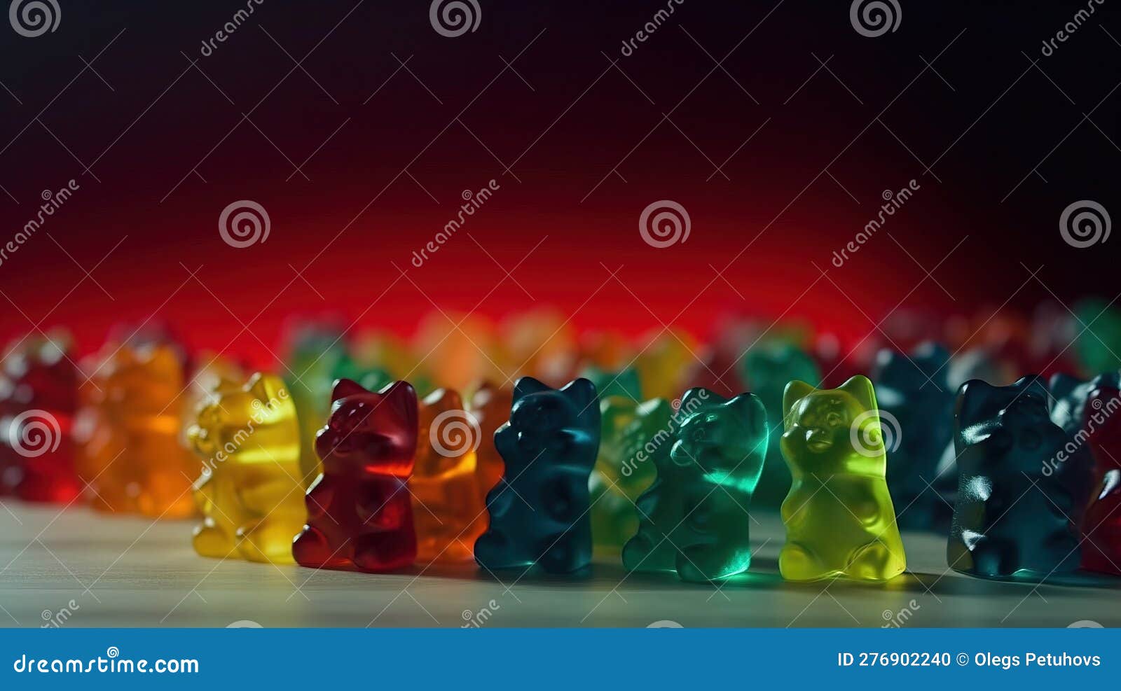 A Row of Gummy Bears Sitting on Top of a Table Stock Illustration ...